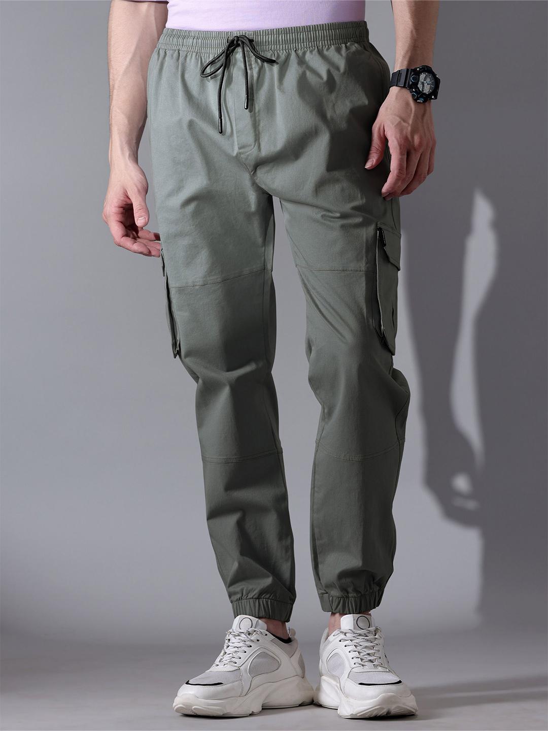 Buy Beyoung Matte Grey Dual Pocket Cargo Joggers - Trousers for Men ...