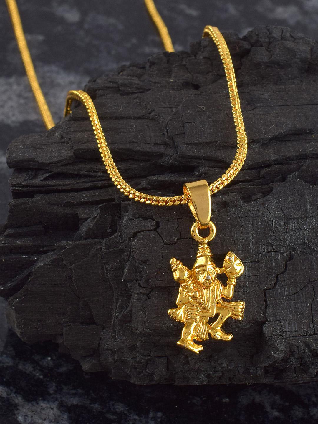 Buy ADMIER Unisex Gold Plated God Hanuman Pendant With Chain - Pendant ...