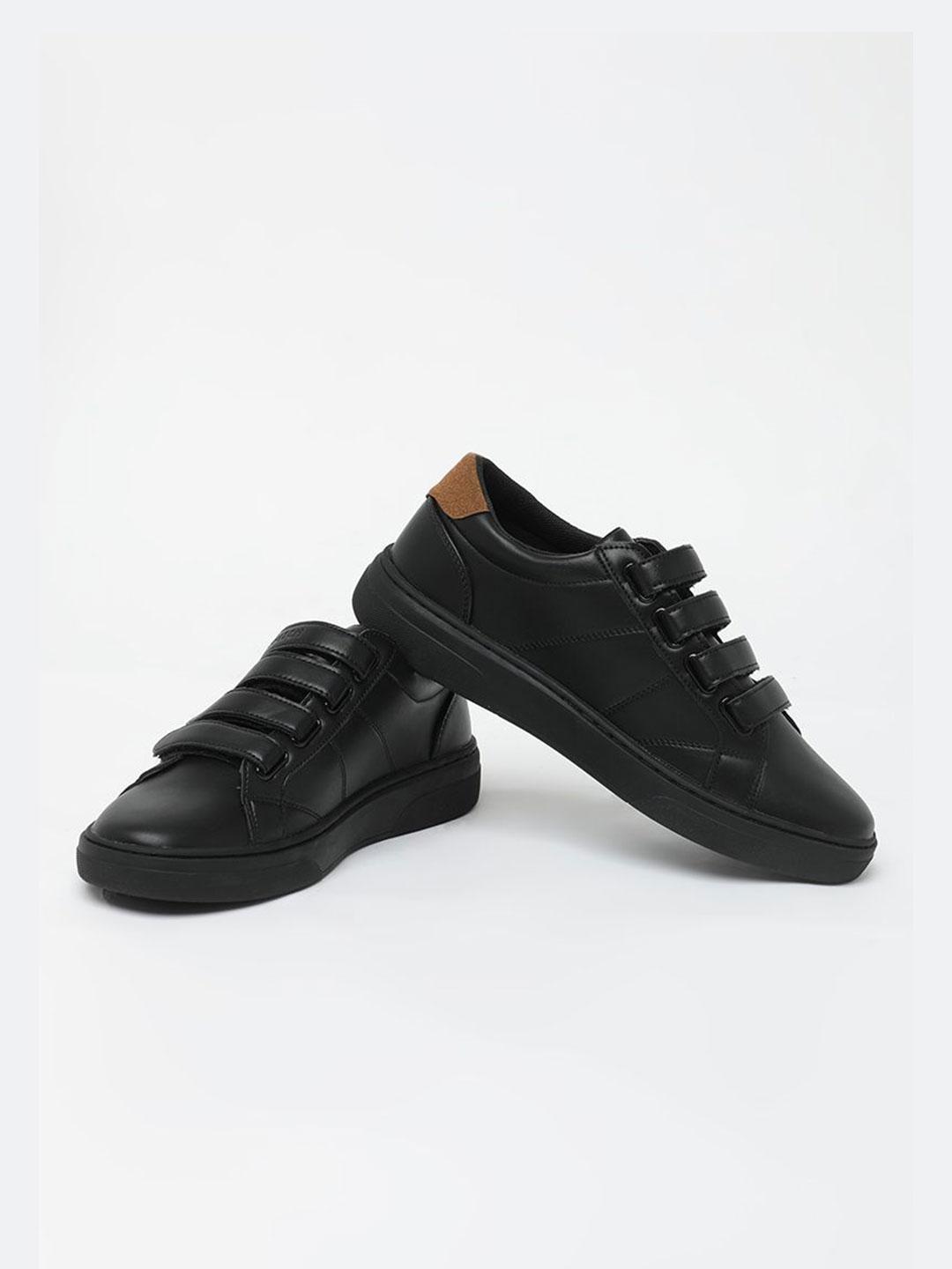 Buy Snitch Black Velcro Round Toe Sneakers Shoes - Casual Shoes for Men ...