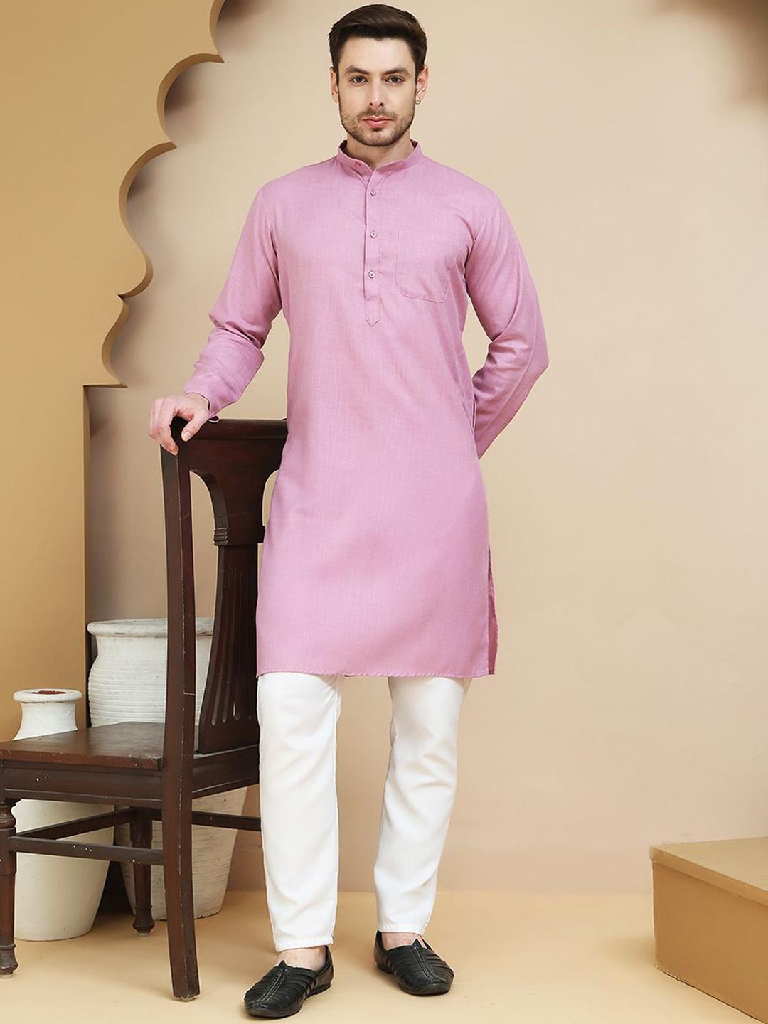 Buy Anouk Rustic Men Solid Cotton Kurta With Pyjamas - Kurta Sets for ...