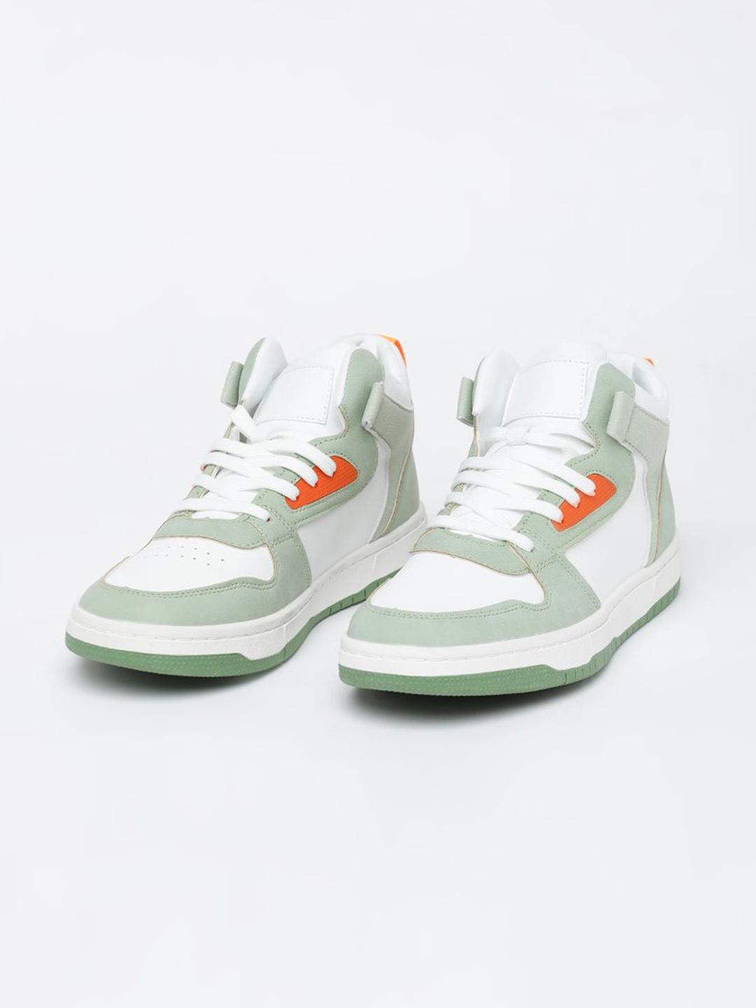 Buy Snitch Men White & Green Colourblocked Sneakers - Casual Shoes for ...