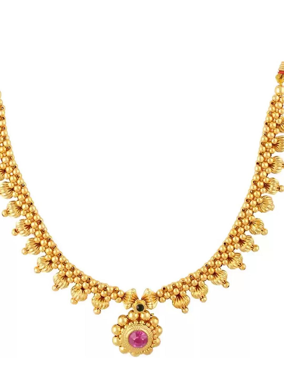 Buy Heer Collection Gold Plated Kolhapuri Thushi Necklace - Necklace ...