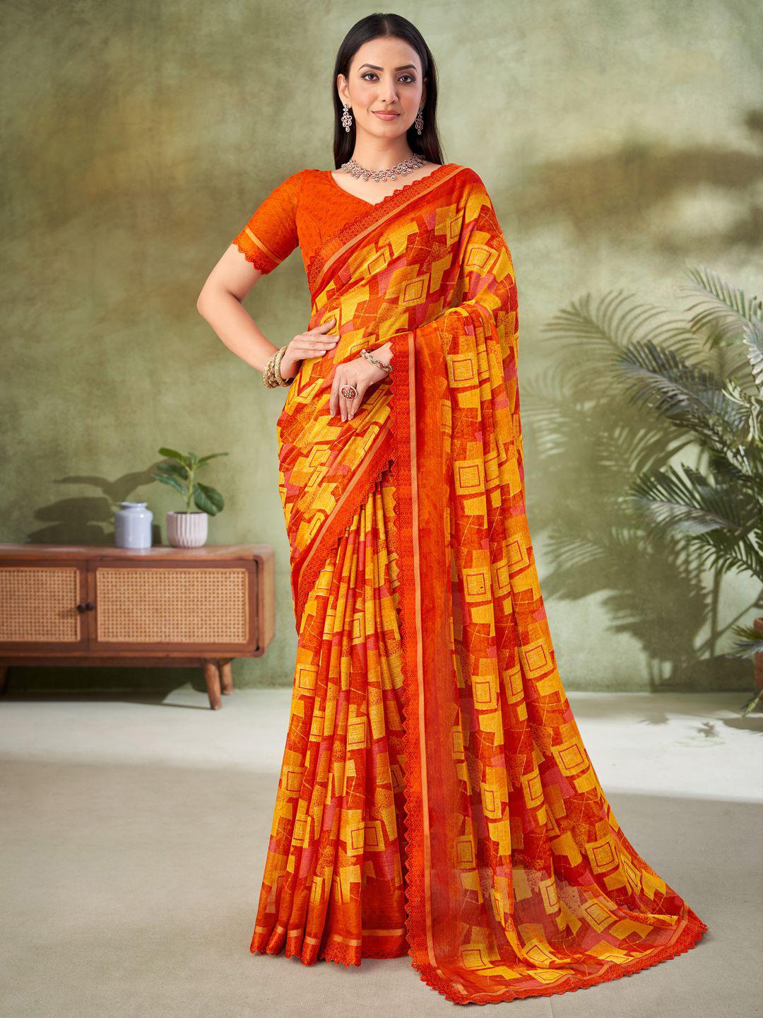 Buy Anouk Abstract Printed Pure Chiffon Saree - Sarees for Women ...