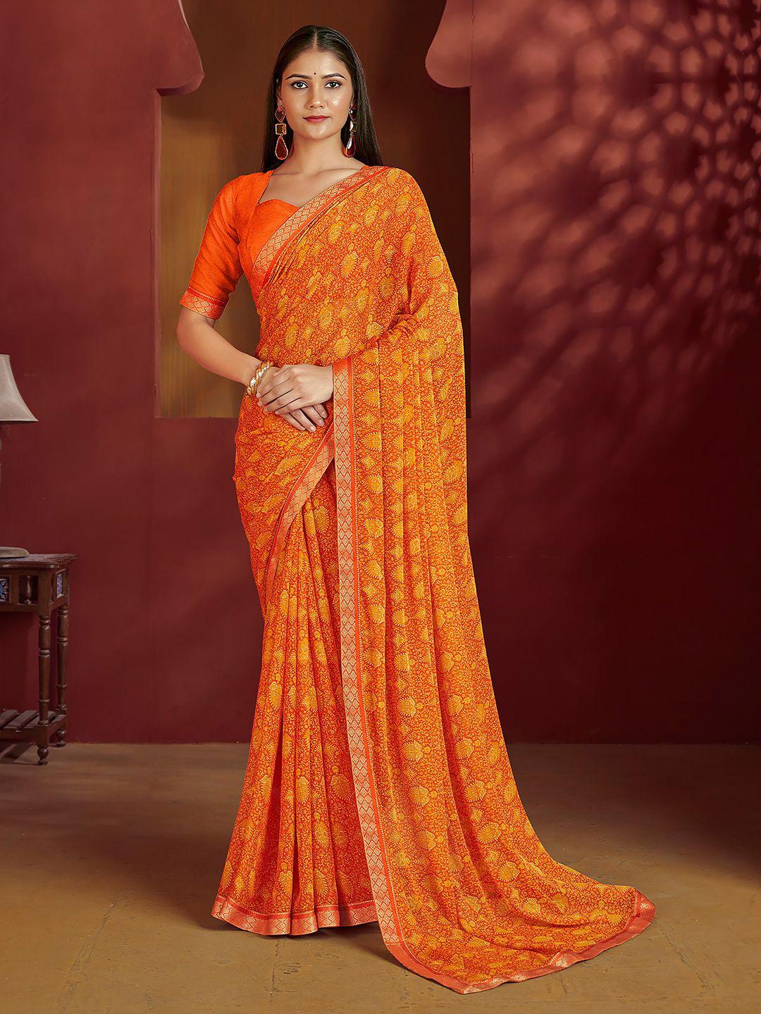 Buy Anouk Rustic Ethnic Motifs Printed Zari Pure Chiffon Saree - Sarees ...