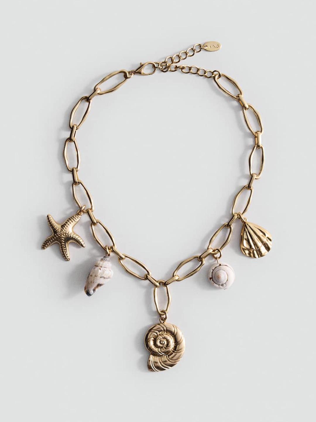Buy MANGO Statement Beaded & Shell Link Chain - Necklace And Chains for ...