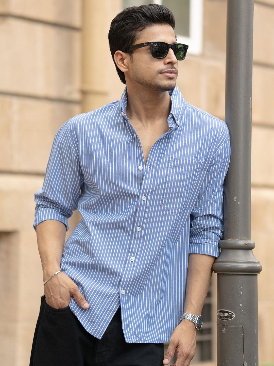 Buy Powerlook Pin Striped Lightweight Pure Cotton Shirt - Shirts for ...