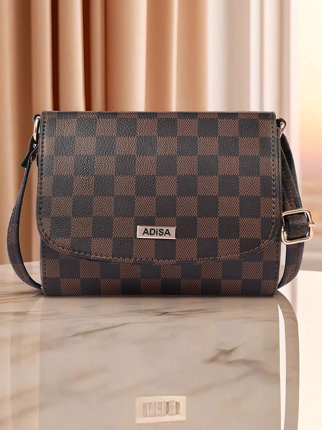 Buy ADISA Checked Boxy PU Structured Sling Bag - Handbags for Women ...
