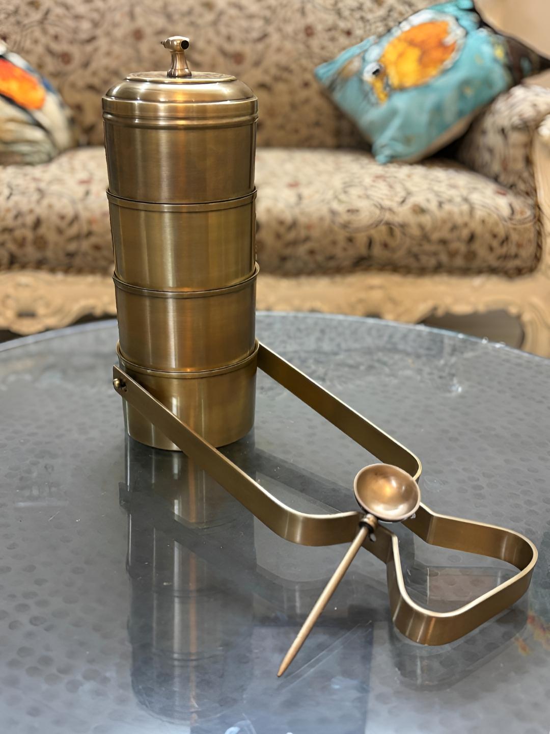 Buy PURI Vintage Style 4 Tier Antique Finish Brass Easy To Clean Lunch ...