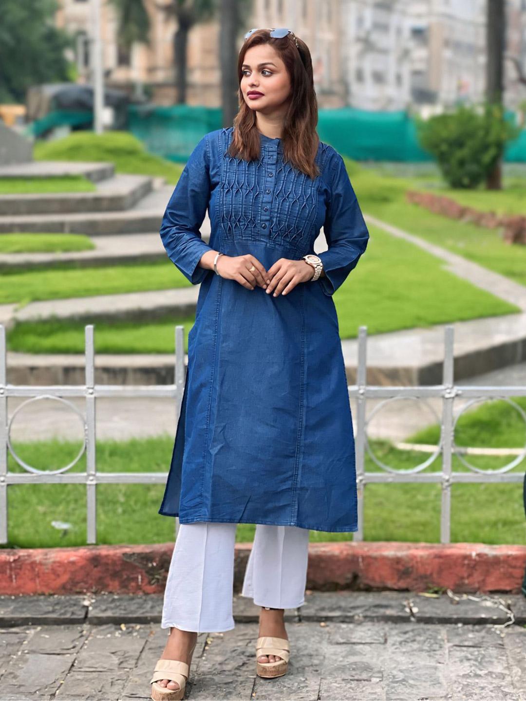 Buy SK Creation Cotton Mandarin Collar Straight Kurta - Kurtas for ...