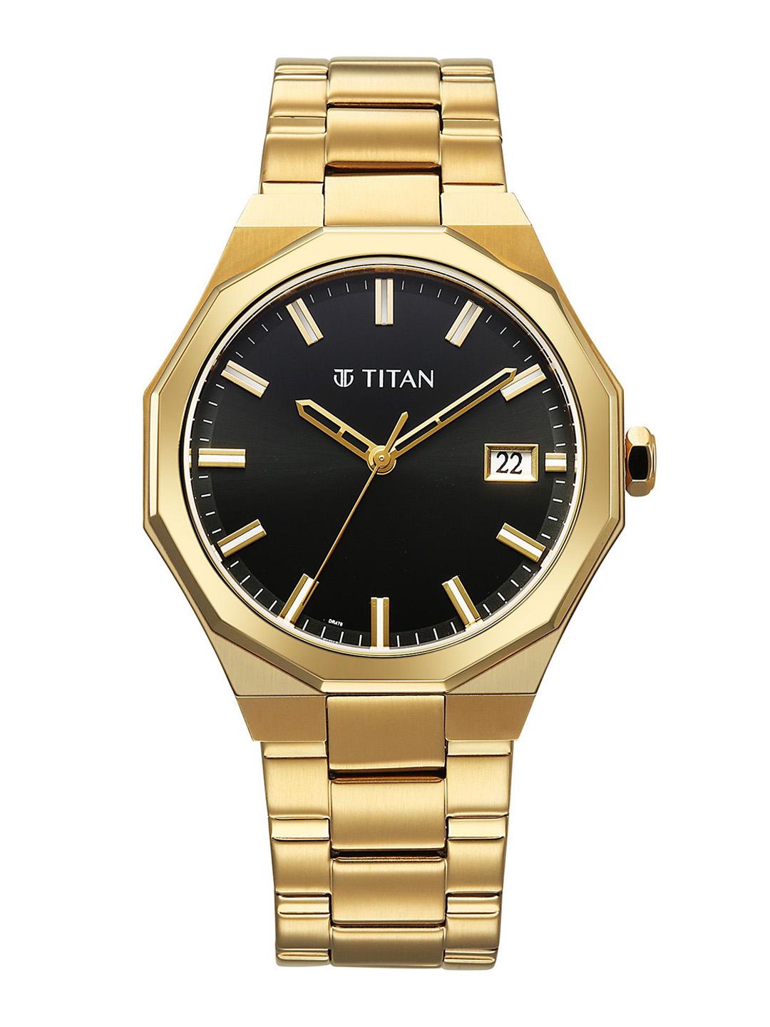 Buy Titan Dodecagon Quartz Movement Round Dial Men's Watch 90212YM01 ...