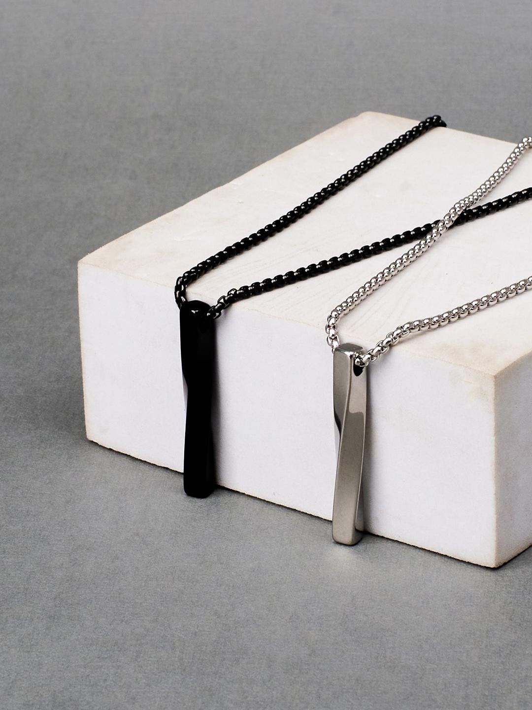 Buy SALTY Set Of 2 Men Collier & Collier Pendant Chains - Pendant for ...