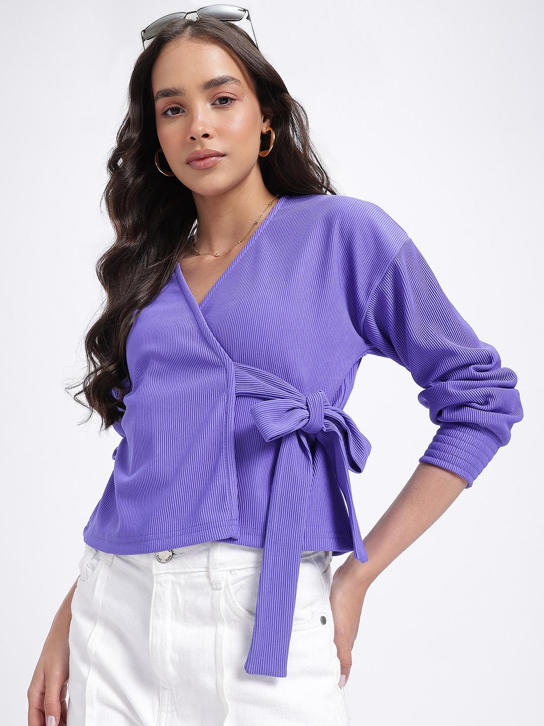 Buy Glitchez Textured Drop Shoulder Wrap Top - Tops for Women 31568320 ...