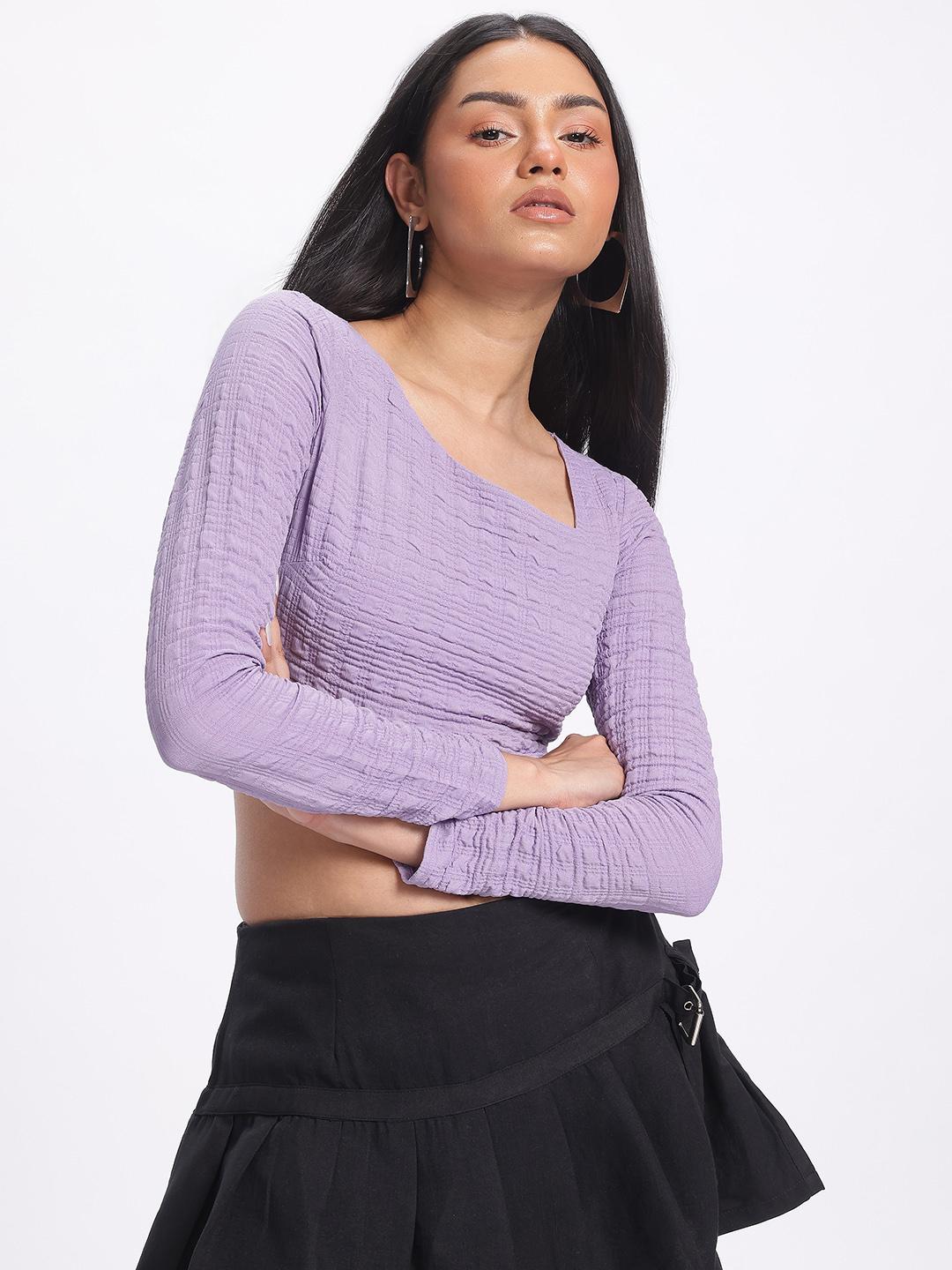 Buy Glitchez Self Design Asymmetric Crop Top - Tops for Women 31673242 ...