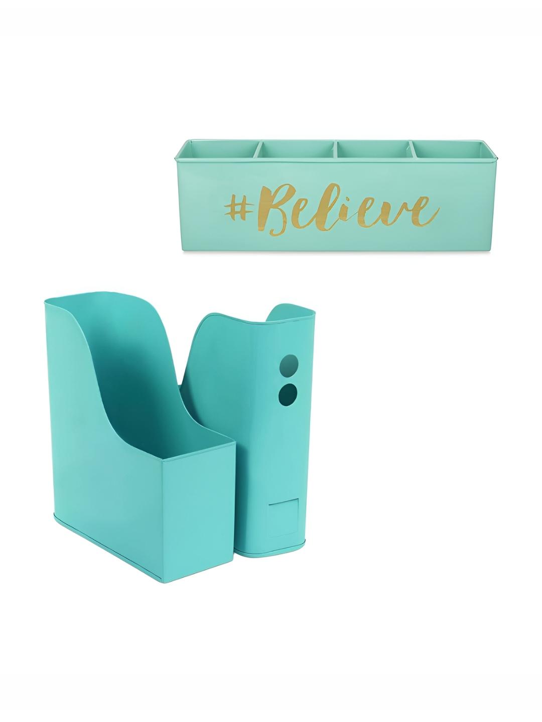 Buy Living With Elan 3 Pcs Sea Green Office Study Table Motivational ...