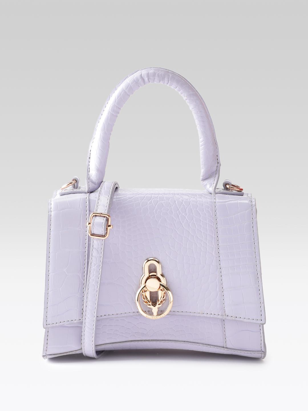 Buy Allen Solly Croc Textured Structured Satchel Bag - Handbags for ...