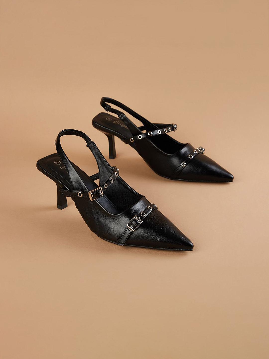 Buy Ginger By Lifestyle PU Slim Heeled Pumps With Buckles - Heels for ...
