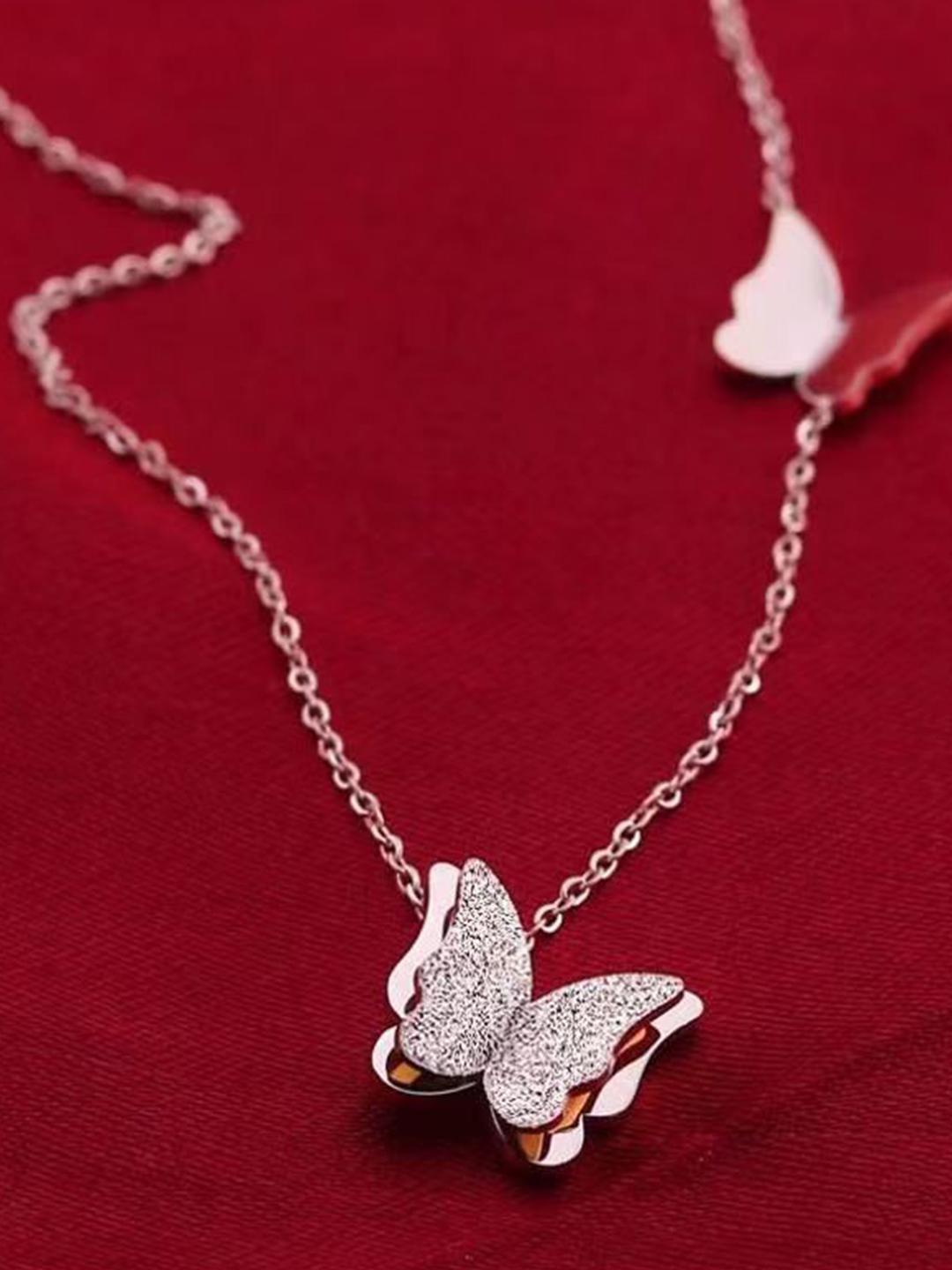 Buy Zabby Allen Rose Gold Plated Stainless Steel Butterfly Shaped Chain ...