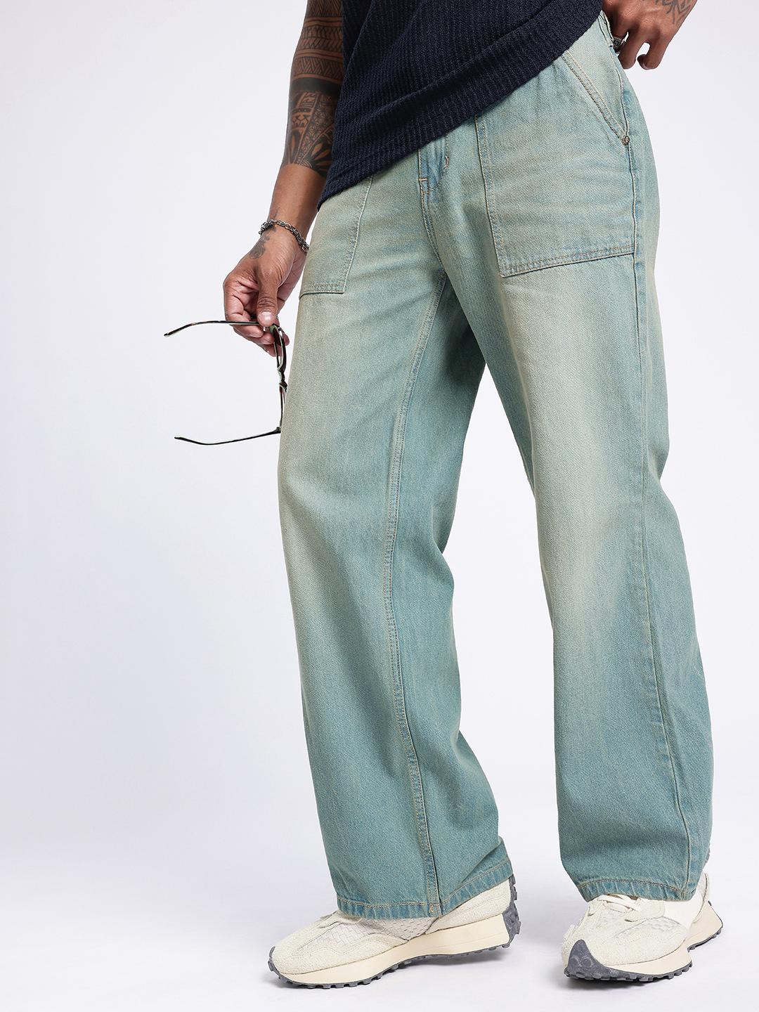 Buy Glitchez Men Wide Leg Heavy Fade Jeans - Jeans for Men 31596470 ...
