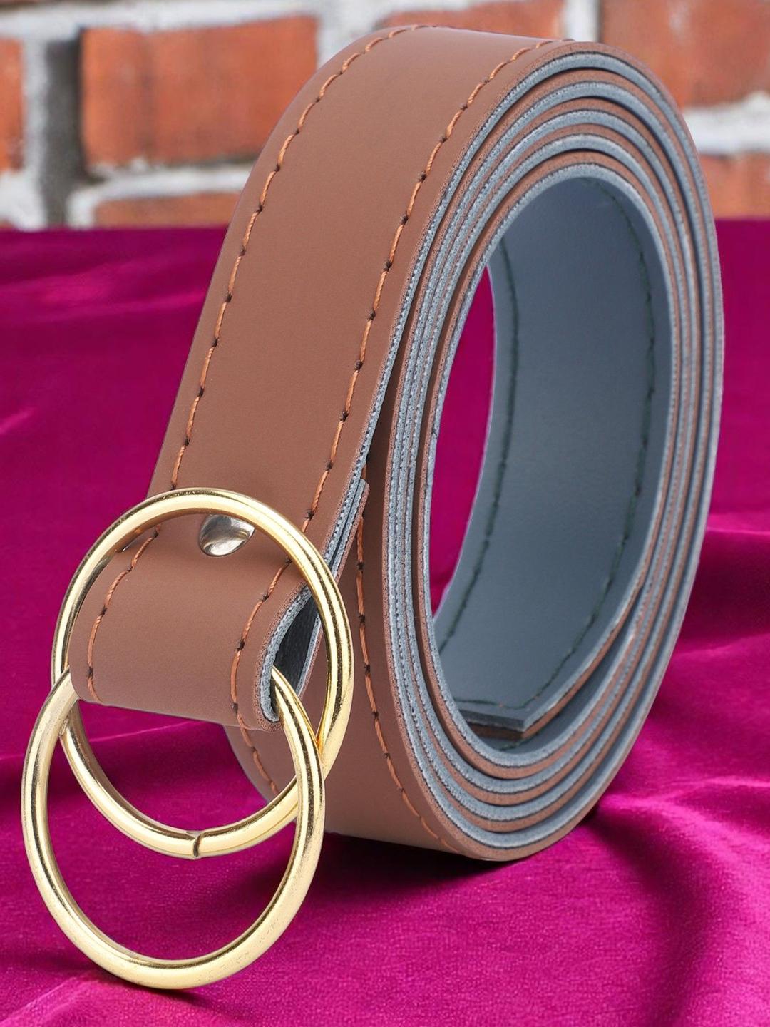 Buy DressBerry Women Tan Synthetic Leather D Ring Closure Formal Belt ...
