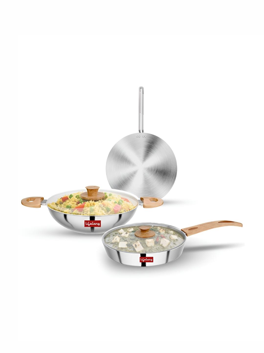 Buy Lifelong Dishwasher Safe Tri Ply Cookware Set - Pan for Unisex ...
