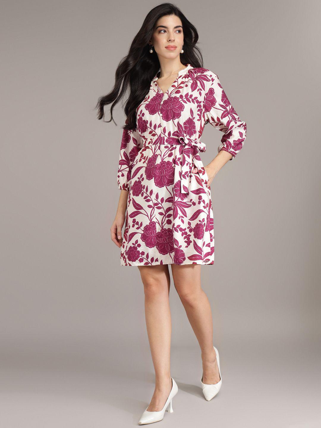 Buy Xpose Women Floral Printed Shirt Dress With Belt - Dresses for ...