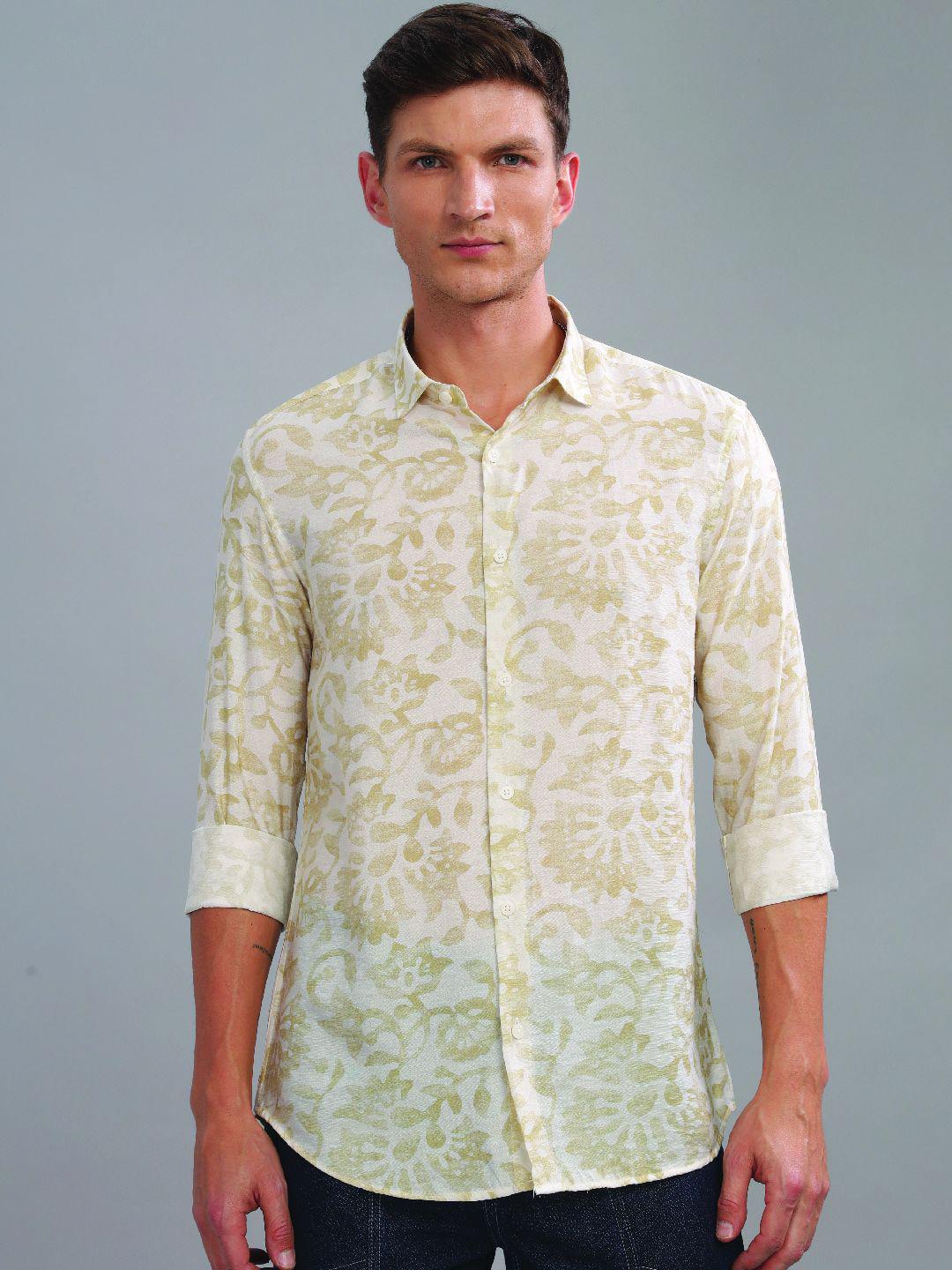 Buy Blu MNKY Men Smart Slim Fit Floral Printed Spread Collar Casual ...