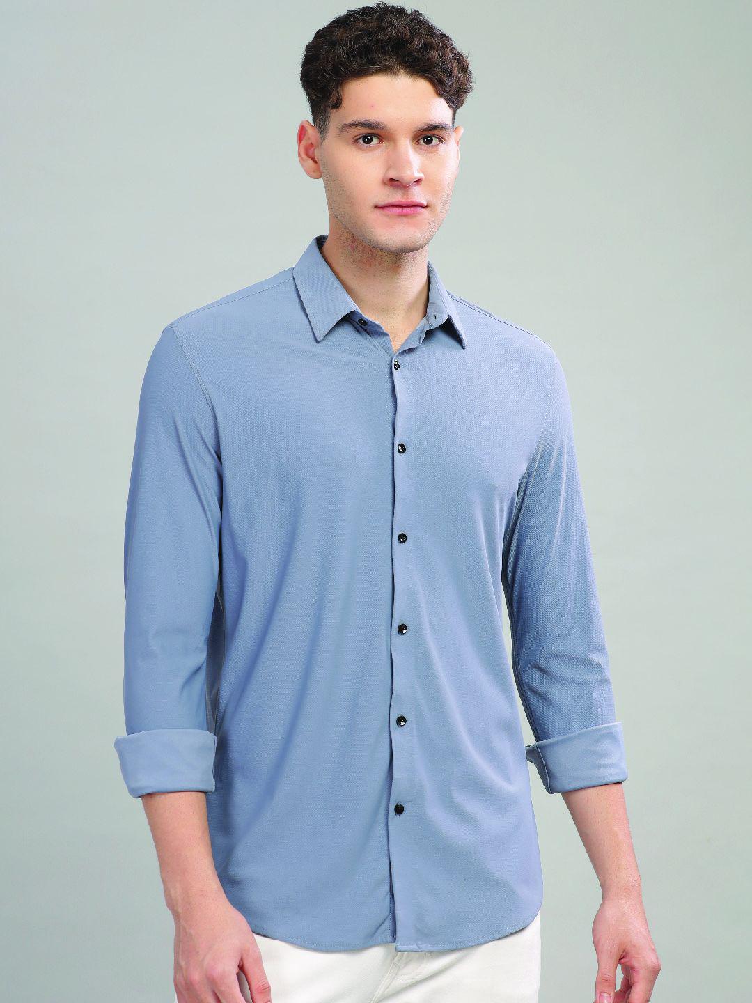 Buy Blu MNKY Men Smart Slim Fit Casual Shirt - Shirts for Men 34411183 ...