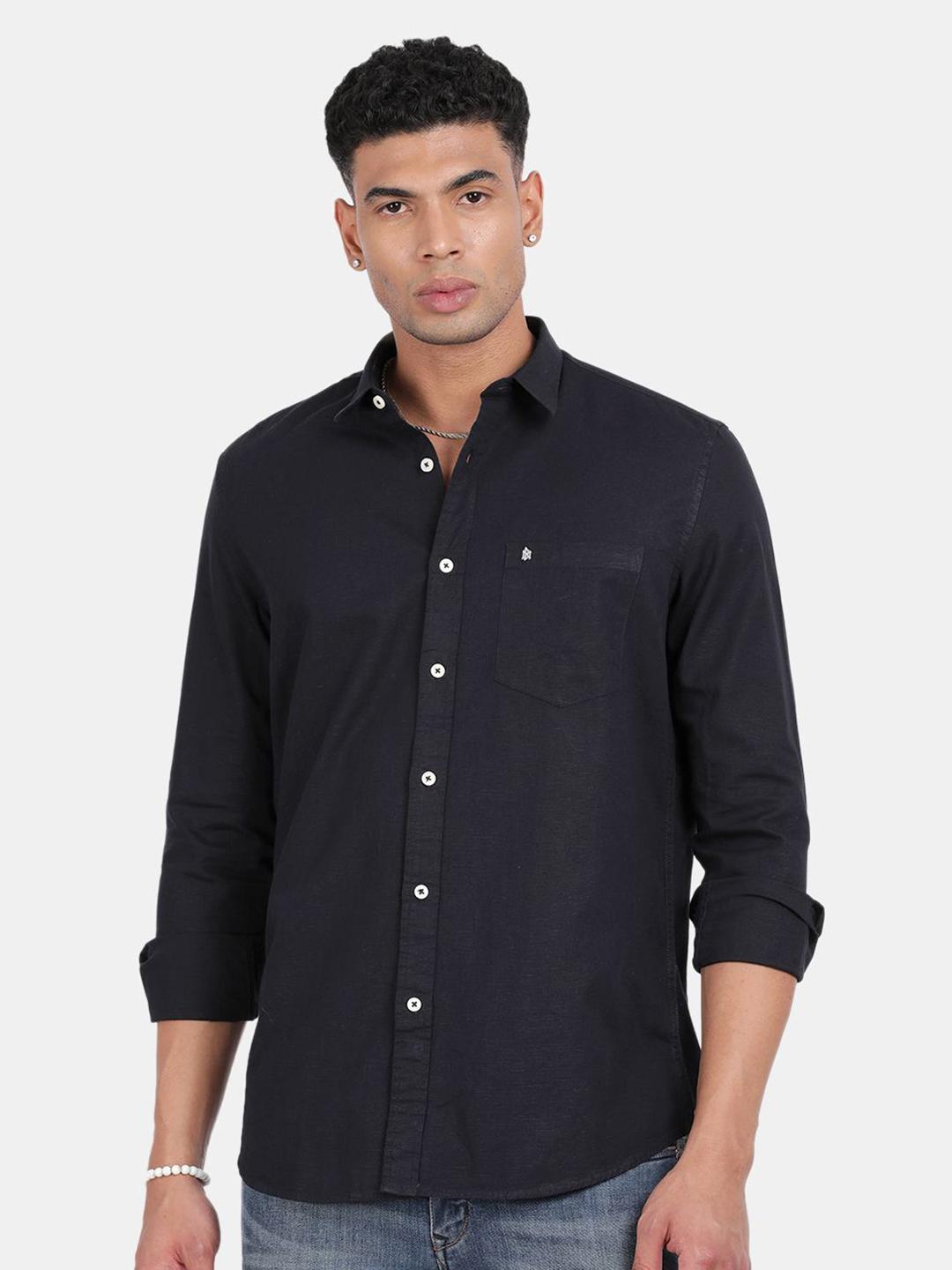 Buy Blu MNKY Men Smart Slim Fit Solid Spread Collar Casual Shirt ...
