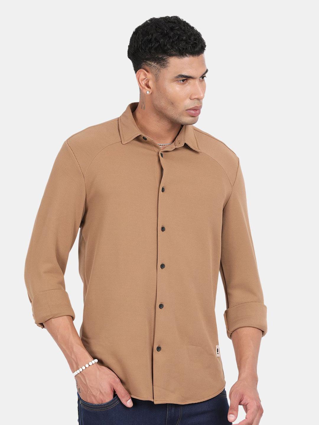 Buy Blu MNKY Men Smart Slim Fit Solid Spread Collar Casual Shirt ...