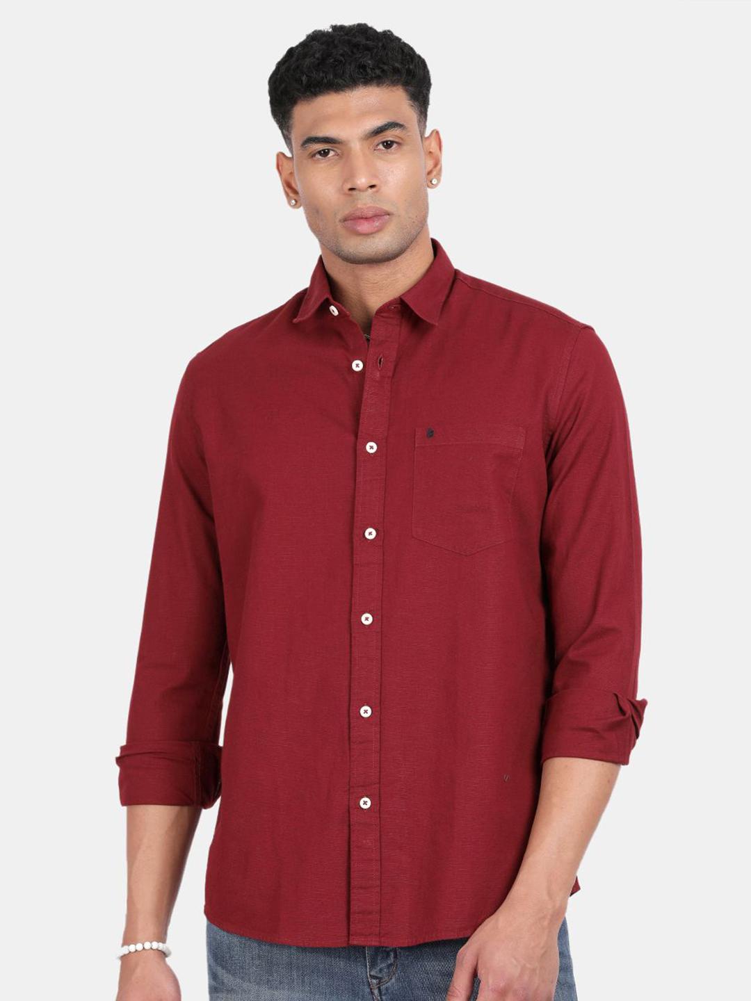 Buy Blu MNKY Men Smart Slim Fit Solid Spread Collar Casual Shirt ...
