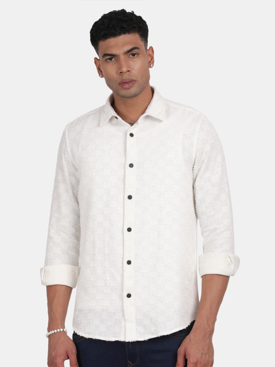 Buy Blu MNKY Men Smart Slim Fit Solid Spread Collar Casual Shirt ...