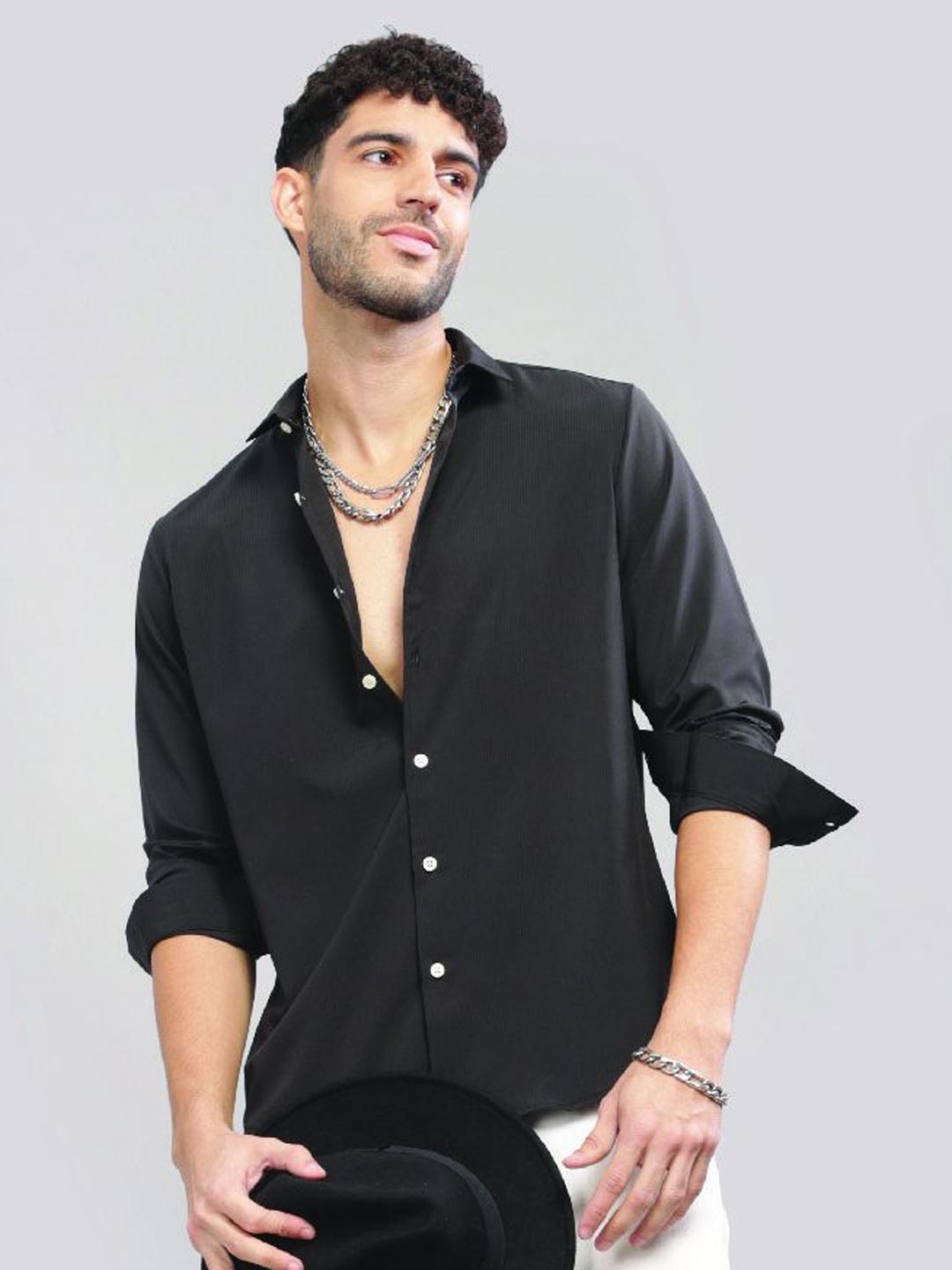 Buy Blu MNKY Spread Collar Smart Slim Fit Casual Shirt - Shirts for Men ...