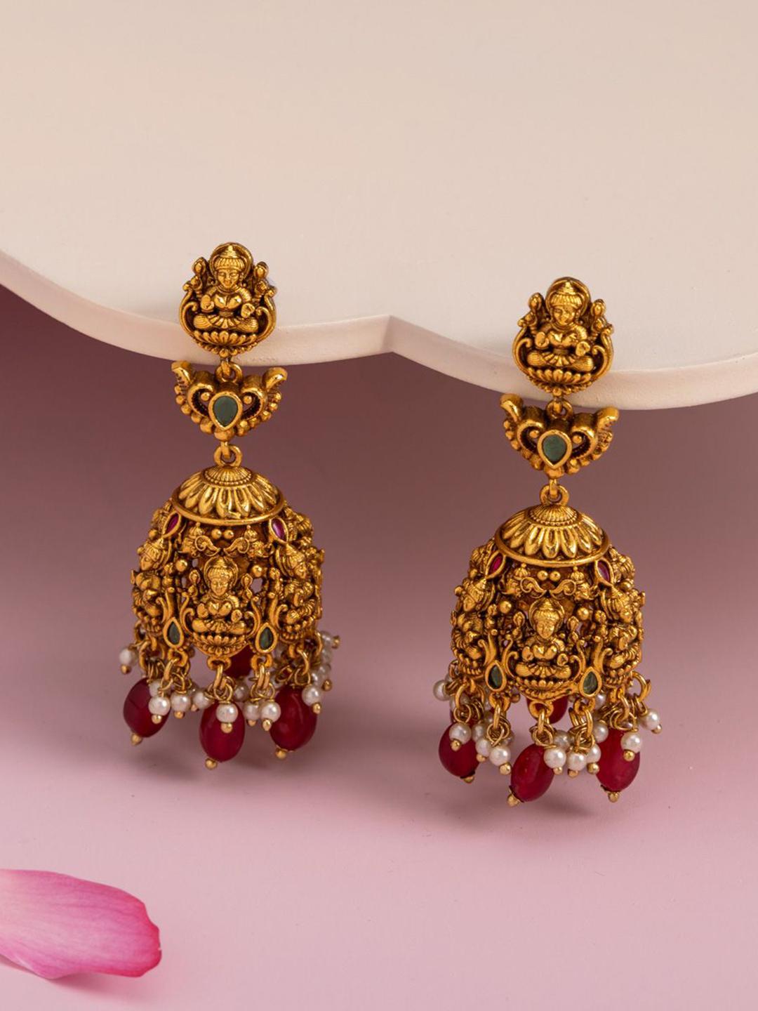 Buy Kushal's Fashion Jewellery Gold Plated Dome Shaped Antique Ruby ...