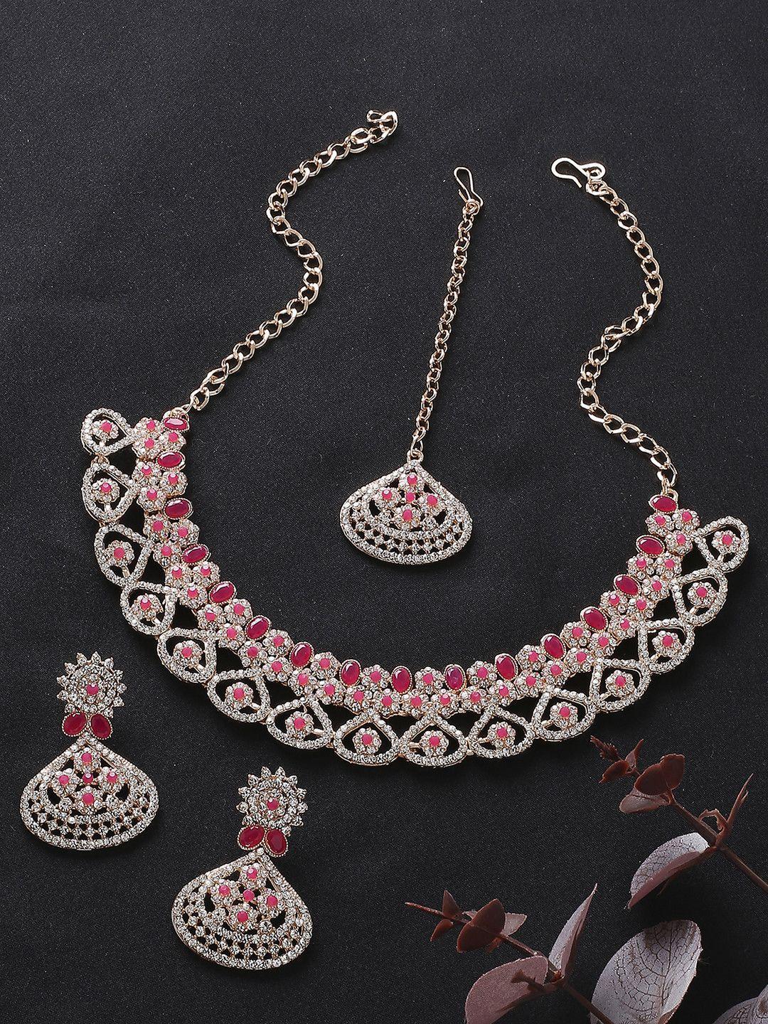 Buy VATSALYA Creation Alloy Gold Plated Ruby Red Jewellery Set ...
