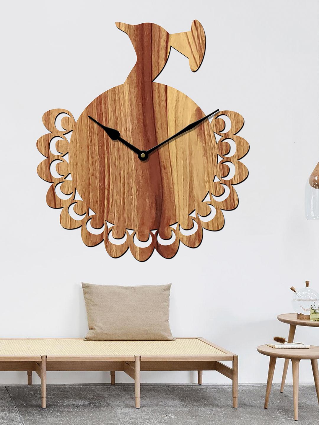 Buy Freny Exim Beige Analogue Wood Wall Clock - Clocks for Unisex ...