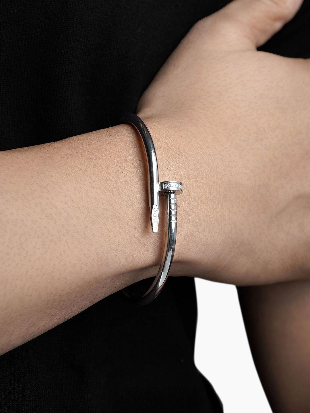 Buy SWASHAA Men Silver Plated Kada Bracelet - Bracelet for Men 34452397 ...