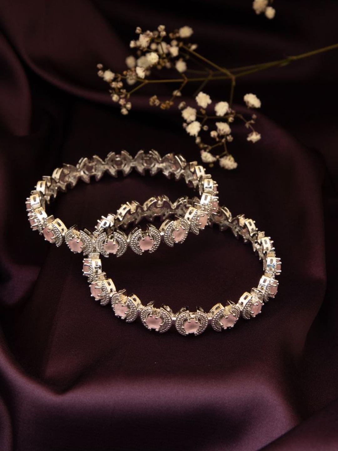 Buy LA FILLE D'OR Set Of 2 Crystal Studded Bangles - Bangle for Women ...