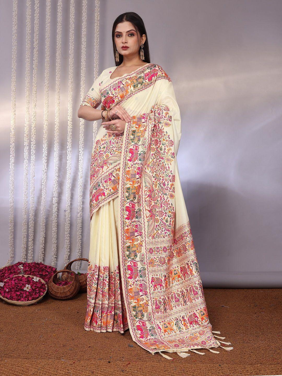 Buy KALINI Off White Viscose Rayon Sarees - Sarees for Women 34513218 ...