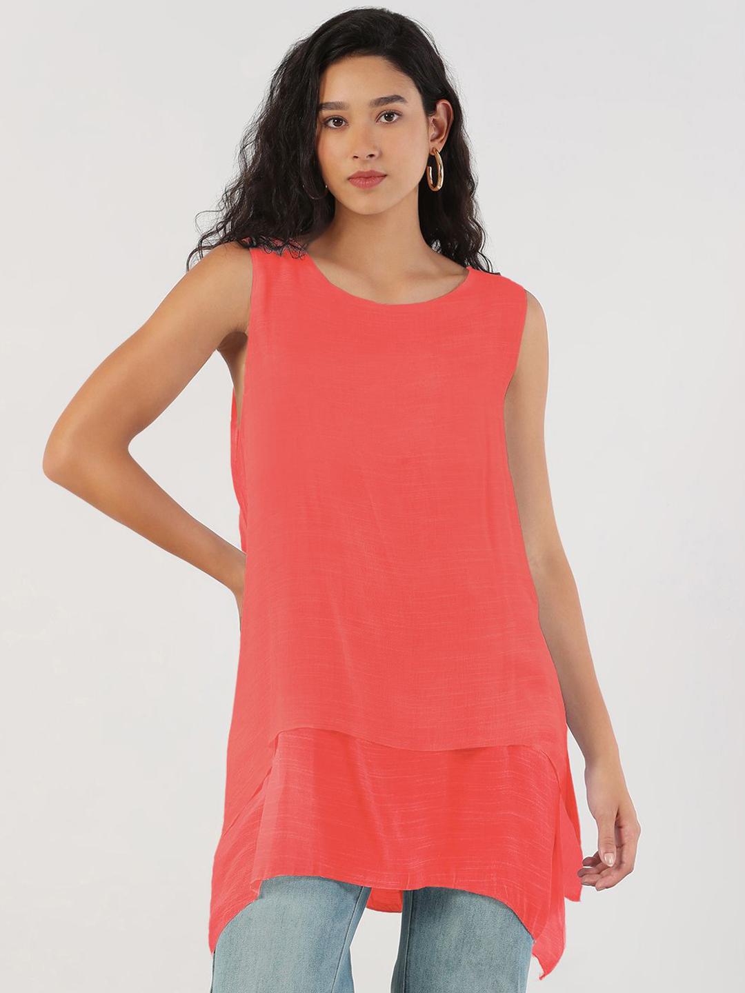 Buy SHOWOFFFF Solid Layered Cotton Longline Top - Tops for Women ...