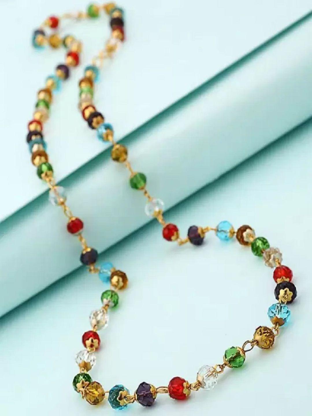 Buy Vivity Unisex Gold Plated Beaded Navratna Mala Chain - Necklace And ...