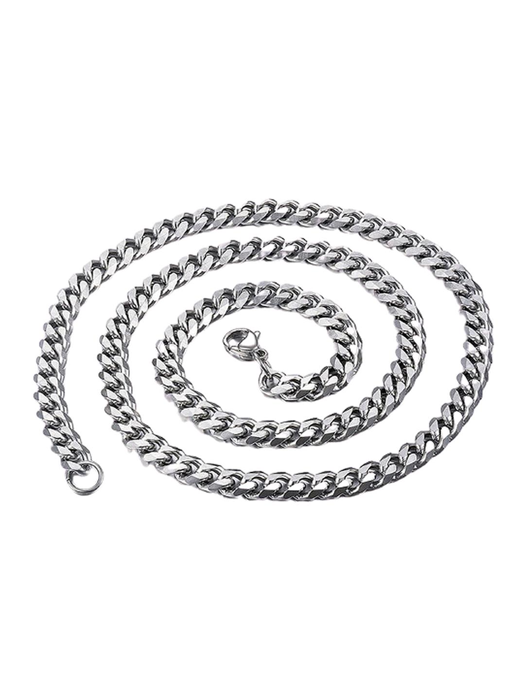 Buy Crazy Fashion Unisex Silver Plated Minimal Western Stainless Steel ...