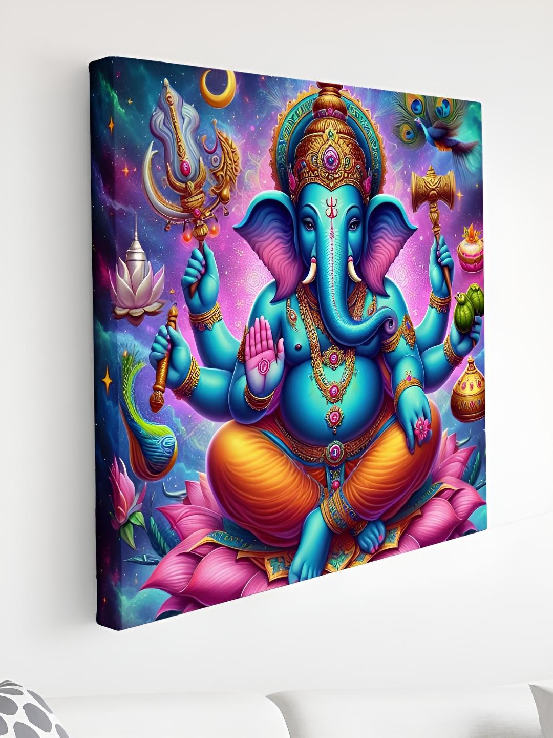 Buy SAF Ganpati Bappa Canvas Wall Square Paintings Wall Art 24 X 24In ...