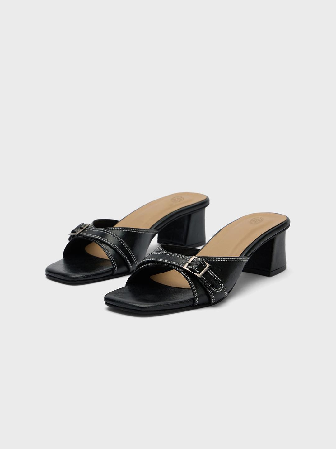 Buy 20Dresses Women PU Block Mules With Buckles - Heels for Women ...