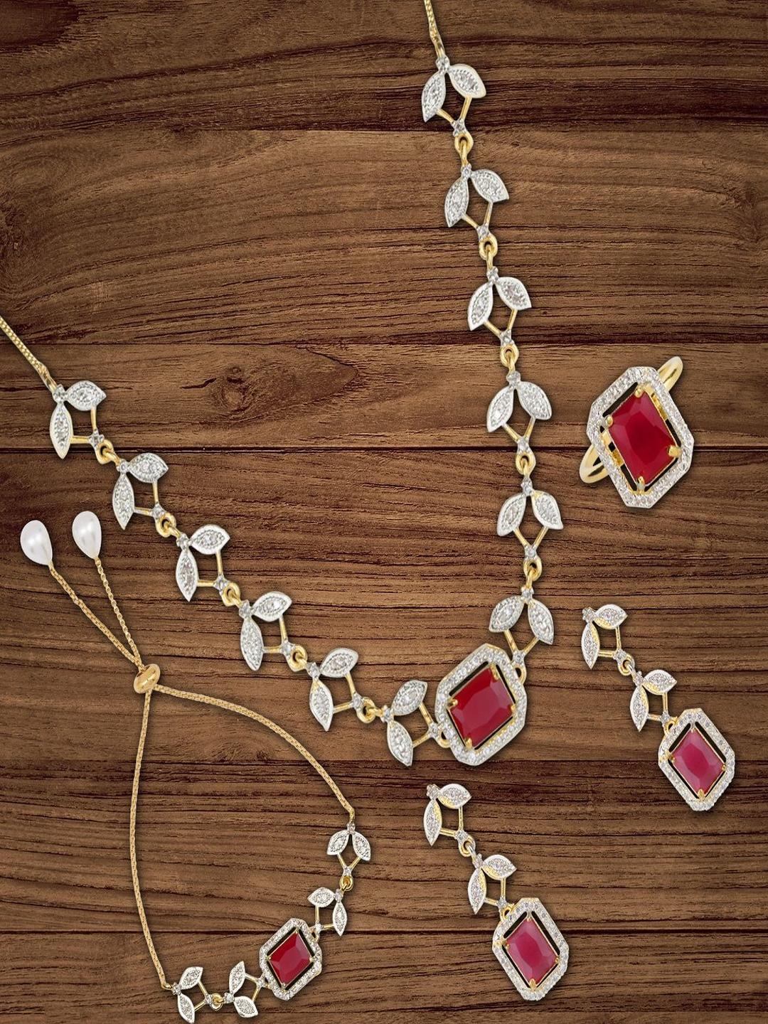 Buy M Creation Gold Plated Alloy Necklace And Earrings - Jewellery Set ...