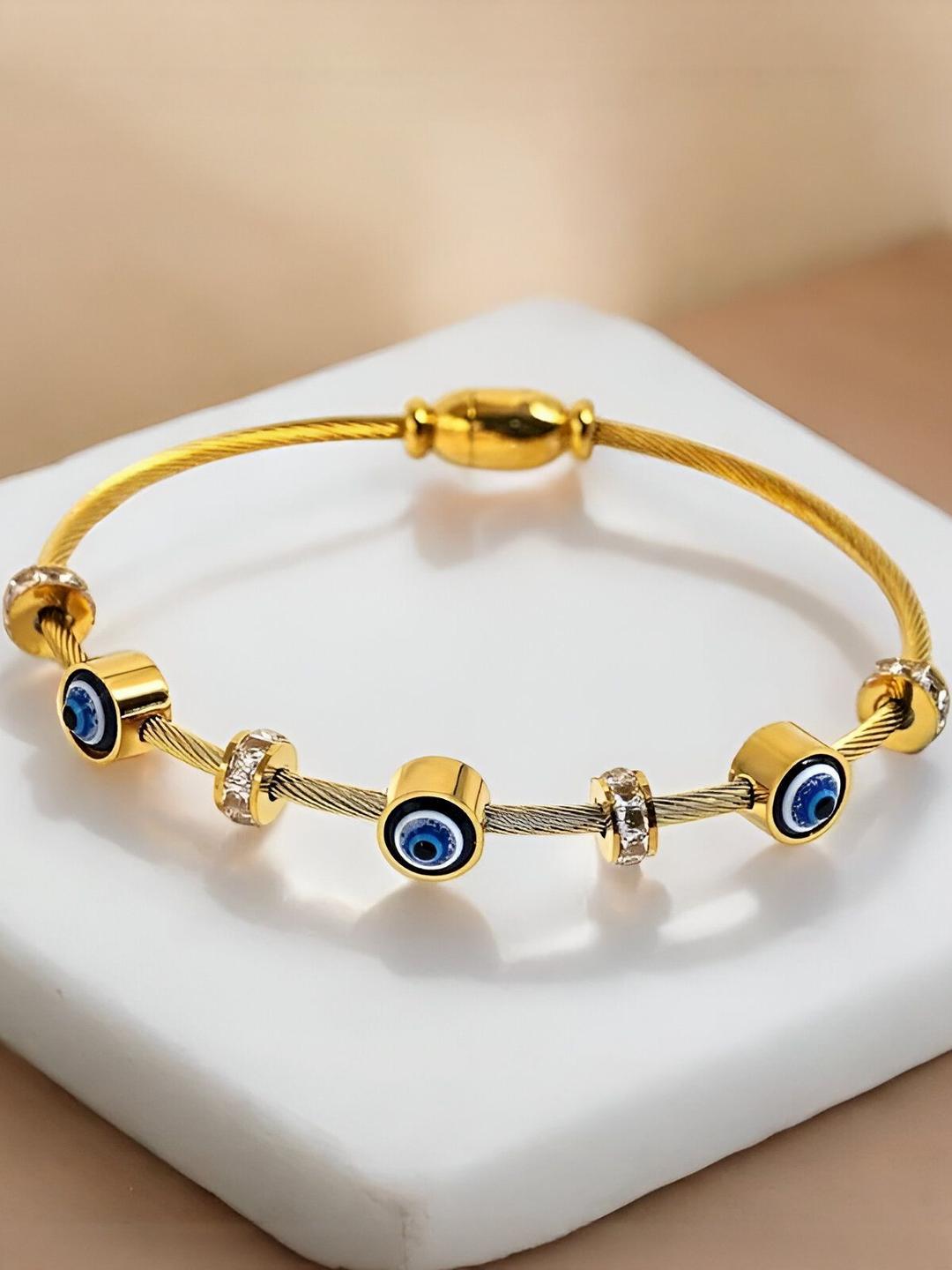 Buy Inites Gold Plated Magnetic Evil Eye Kada Bracelet - Bracelet for ...