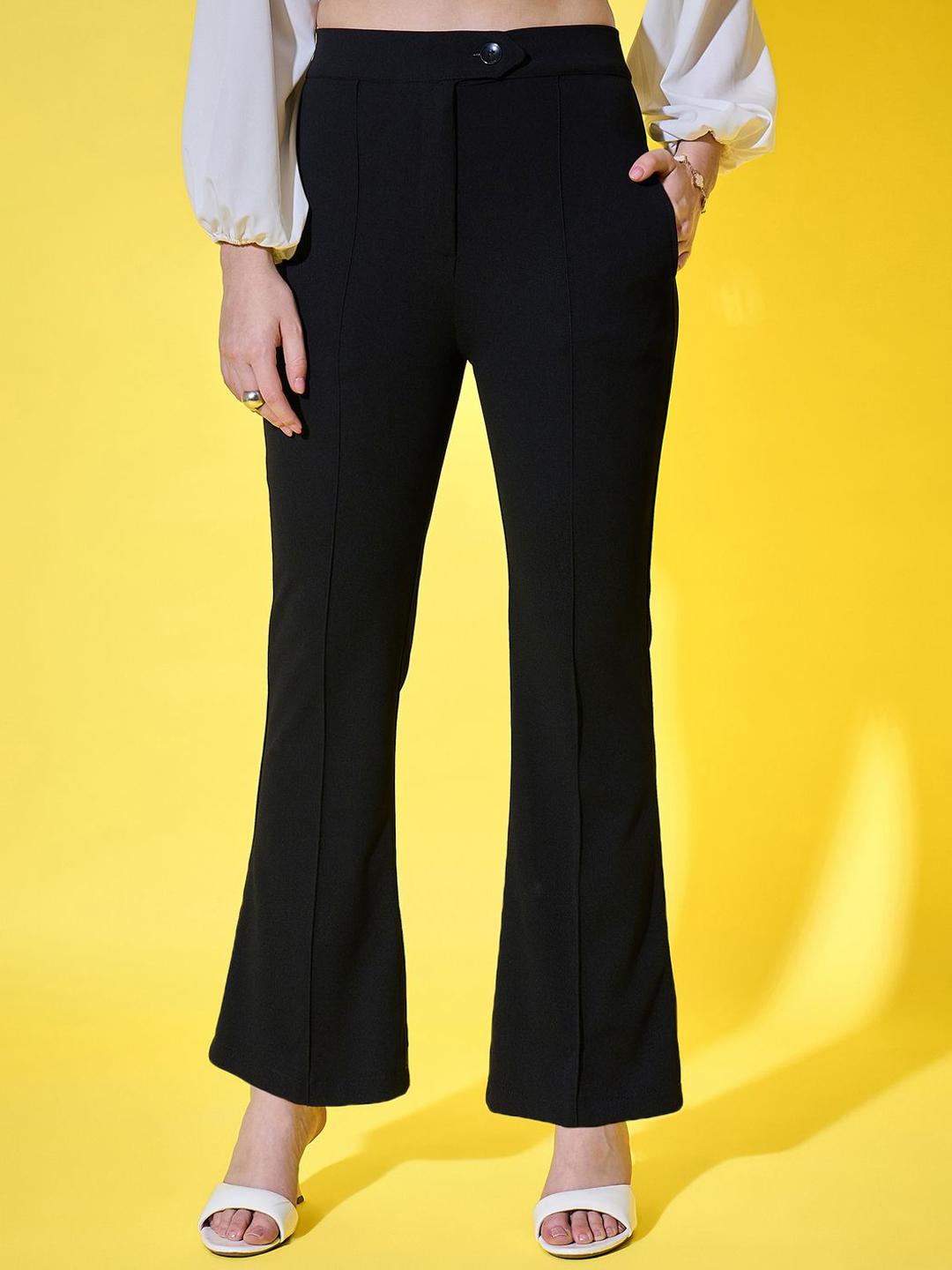 Buy DIMPY GARMENTS Women Solid Comfort High Rise Wrinkle Free Pleated ...