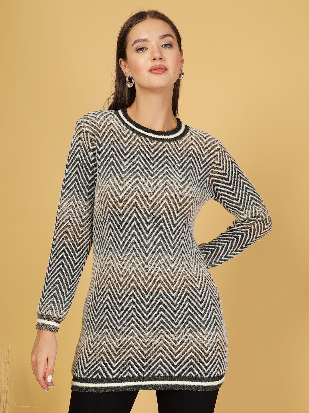 Buy Juelle Women Chevron Printed Longline Pullover Sweater - Sweaters ...