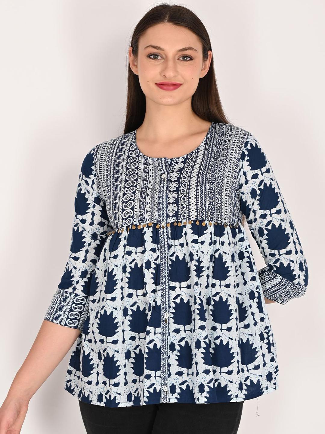 Buy Roly Poly Women Floral Print Ethnic Cotton Peplum Top - Tops for ...