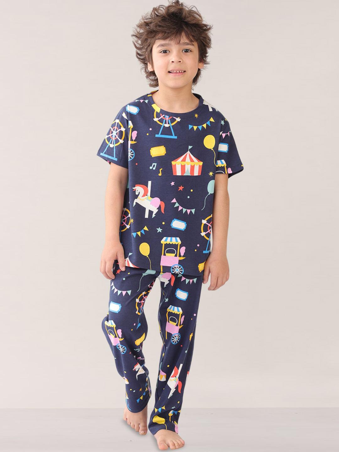 Buy YK Boys Carnival Circus Printed Pure Cotton Short Sleeve Night Suit ...