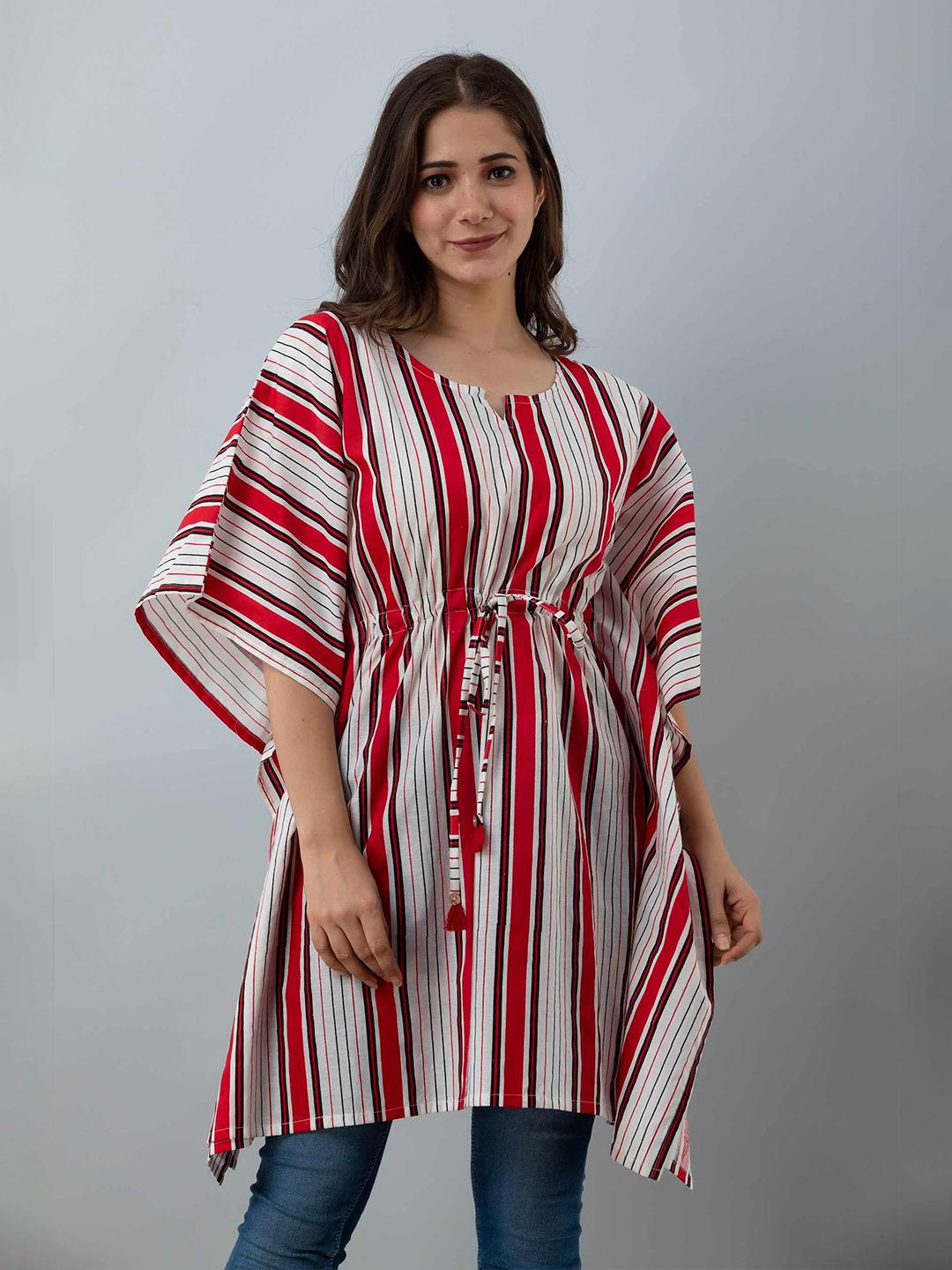 Buy MissKurti Women Vertical Striped Kaftan Longline Top - Tops for ...